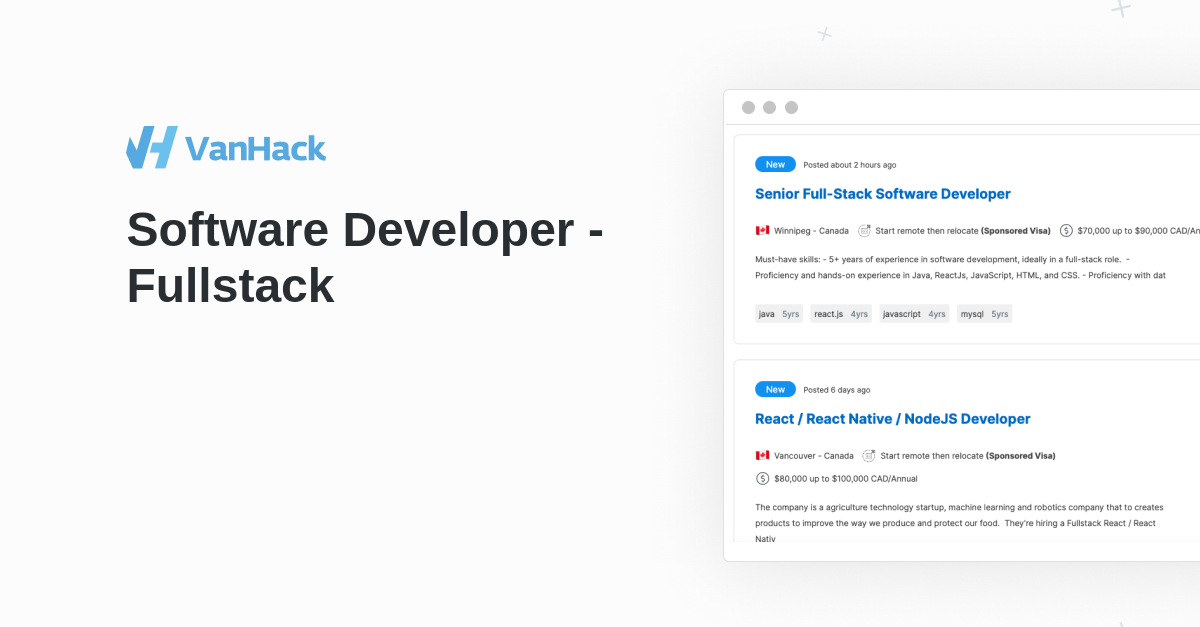 Software Developer - Fullstack - VanHack